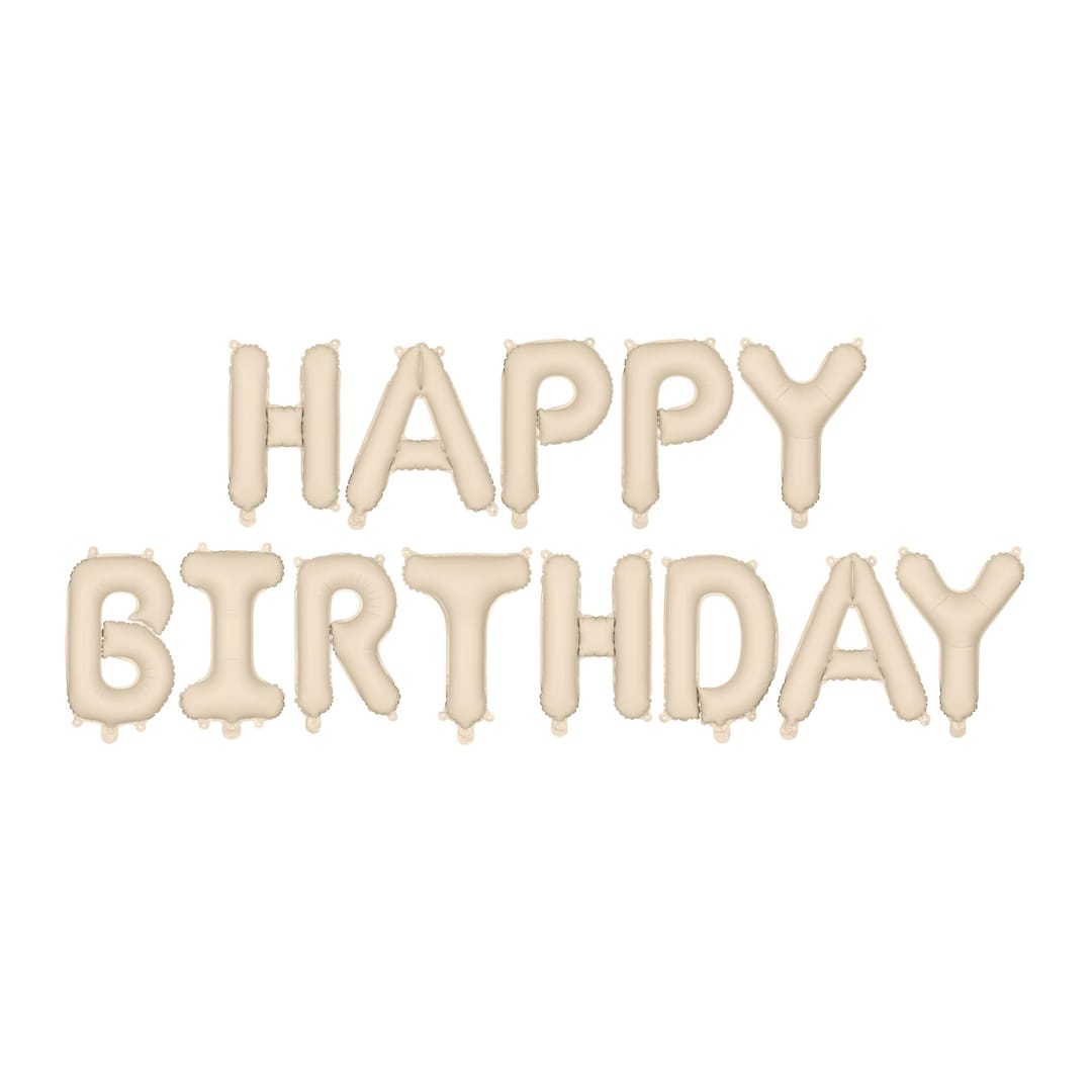 Matte Beige Happy Birthday Balloons | Milestone Birthday Decor | Beige ...