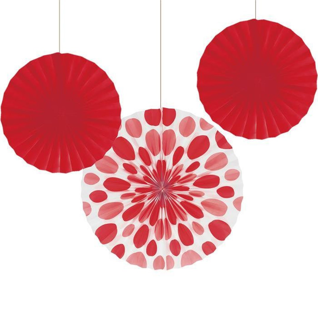 Red Dots Paper Fan Decorations Farm Baby Shower Decor - Etsy