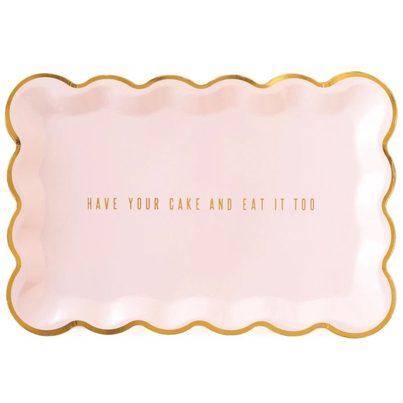 Blush Pink Rectangle Plates 8ct | Have Your Cake & Eat It Two Birthday ...