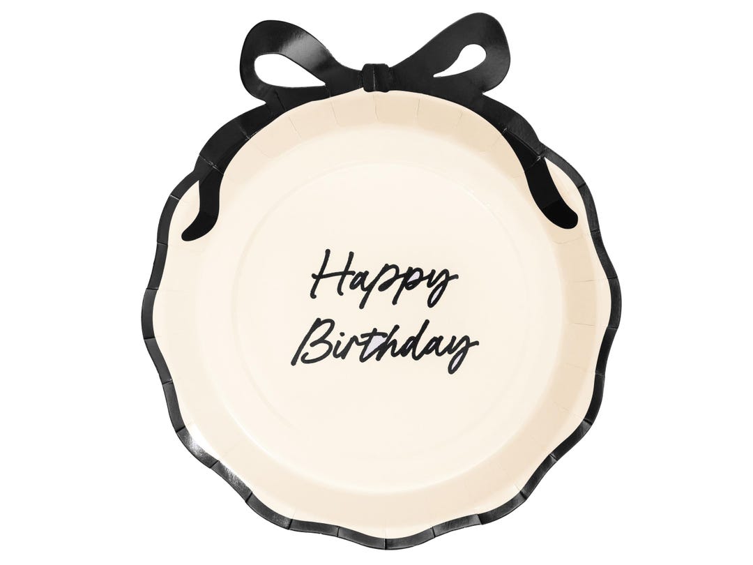 Black Bow Birthday Lunch Plates 6ct Bow First Birthday Plates Black and ...