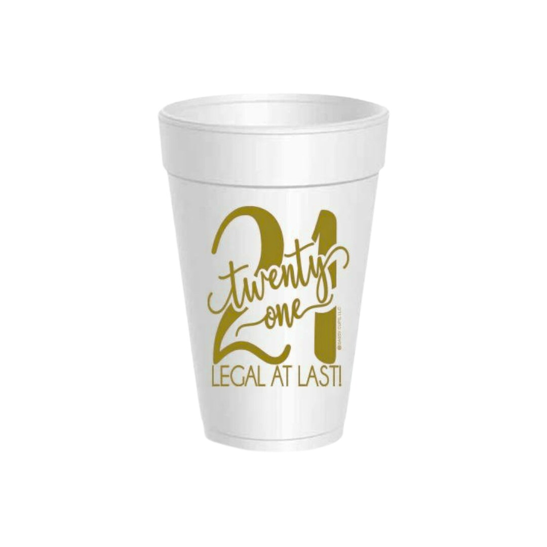 Gold 21st Birthday Cups With Lids (10ct) – Legal at Last Party ...