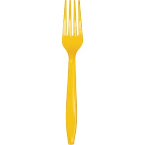 Yellow Plastic Forks Service for 24 | Silverware | Party Utensils ...