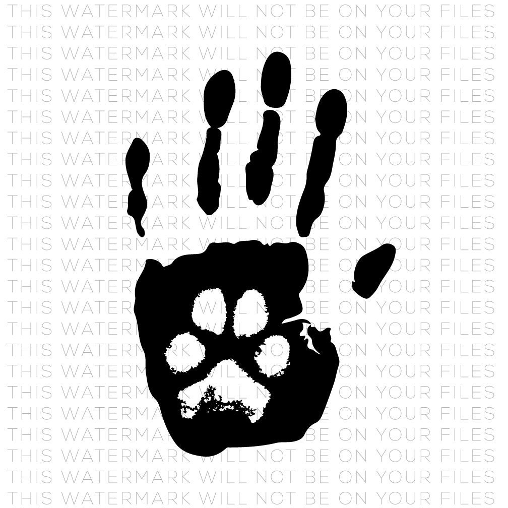 Hand Print With Dog Paw Print Inside - Digital Download - Etsy