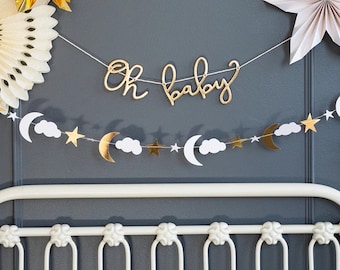 Oh Baby Moon and Star Banner | Baby Shower Banner | Photo Backdrop ...