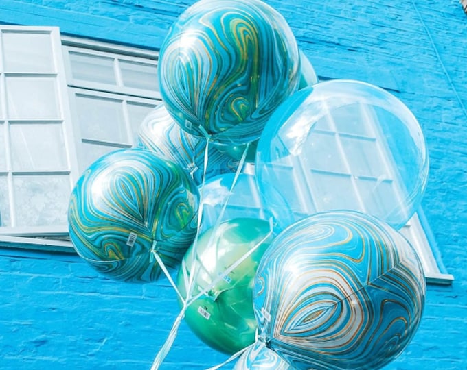 Marble Balloons Black and White Marble Balloons Qualatex Marble ...