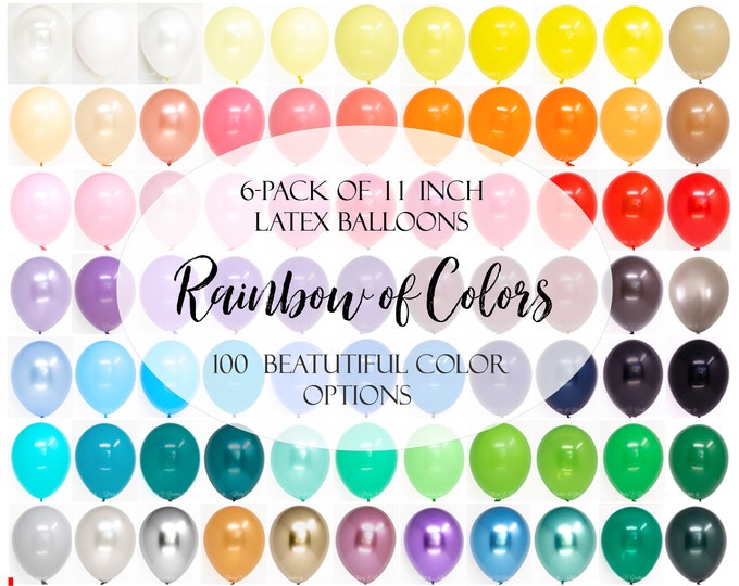 Balloons Set of 3/6/12/25/50QTY 11 Round Latex Balloons Solid Colors ...