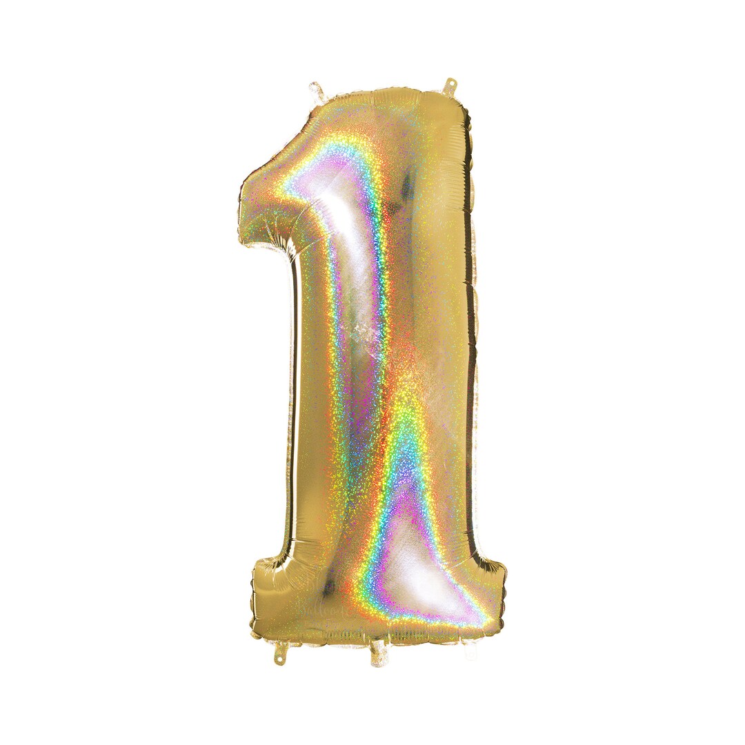 Giant Number Balloons - Gold Holographic Mylar Number Balloons - 40 ...