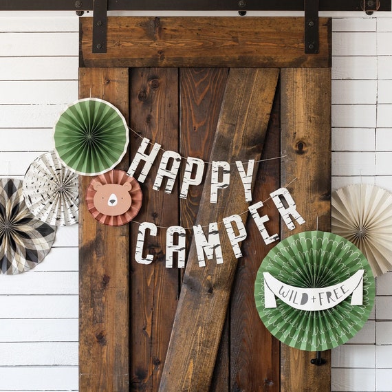 Happy Camper Banner Camping Theme Hanging Happy Camper Sign | Etsy