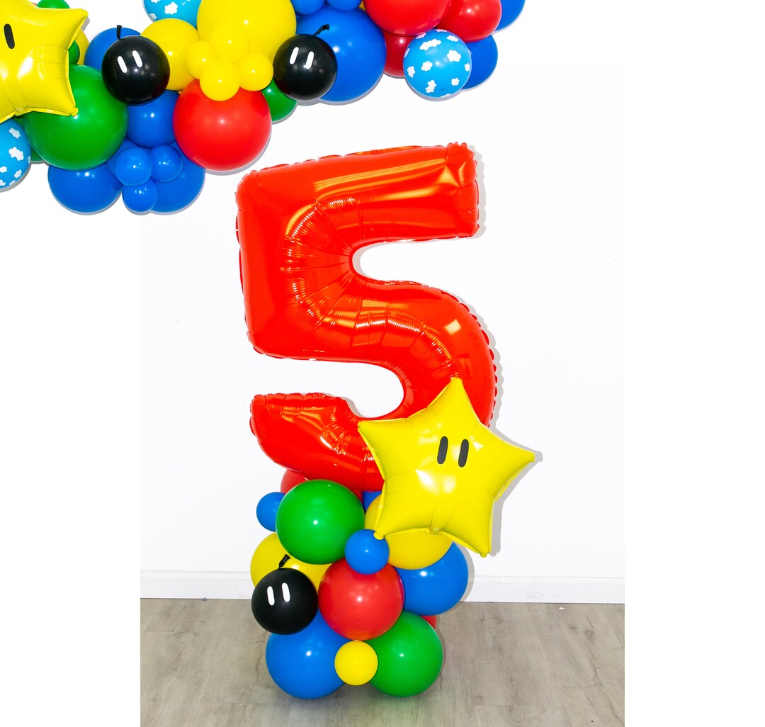 Mario Number Balloon Tower | Giant 40" Inch Number Balloon Structure ...