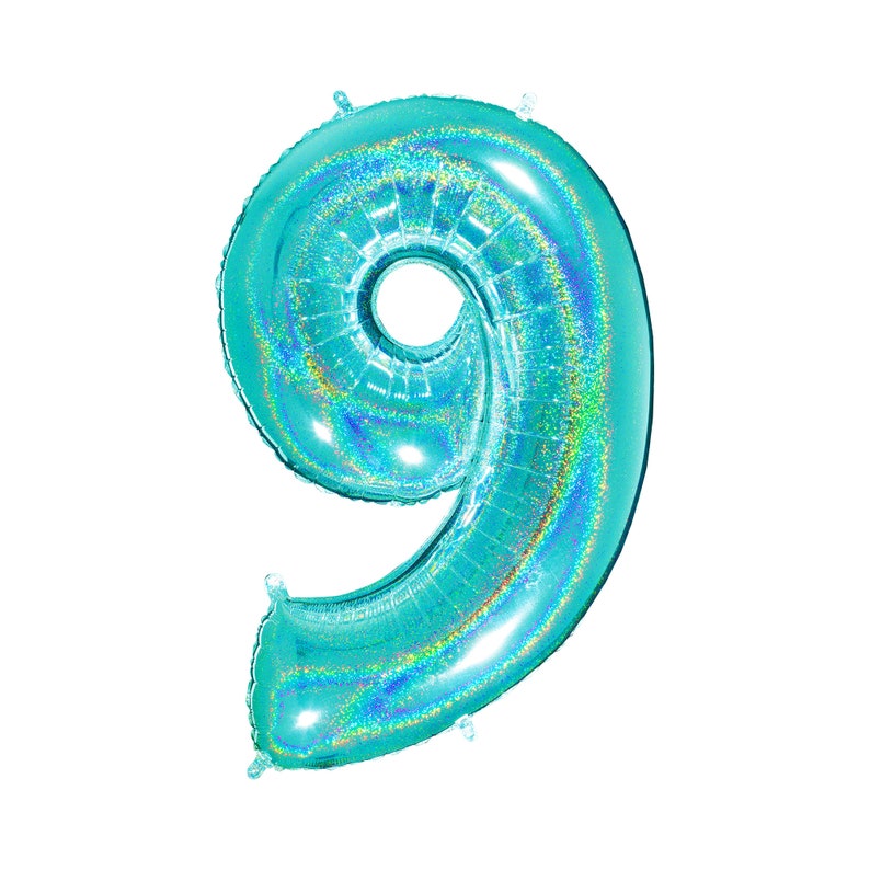 Giant Number Balloons Aqua Holographic Mylar Number Balloons - Etsy