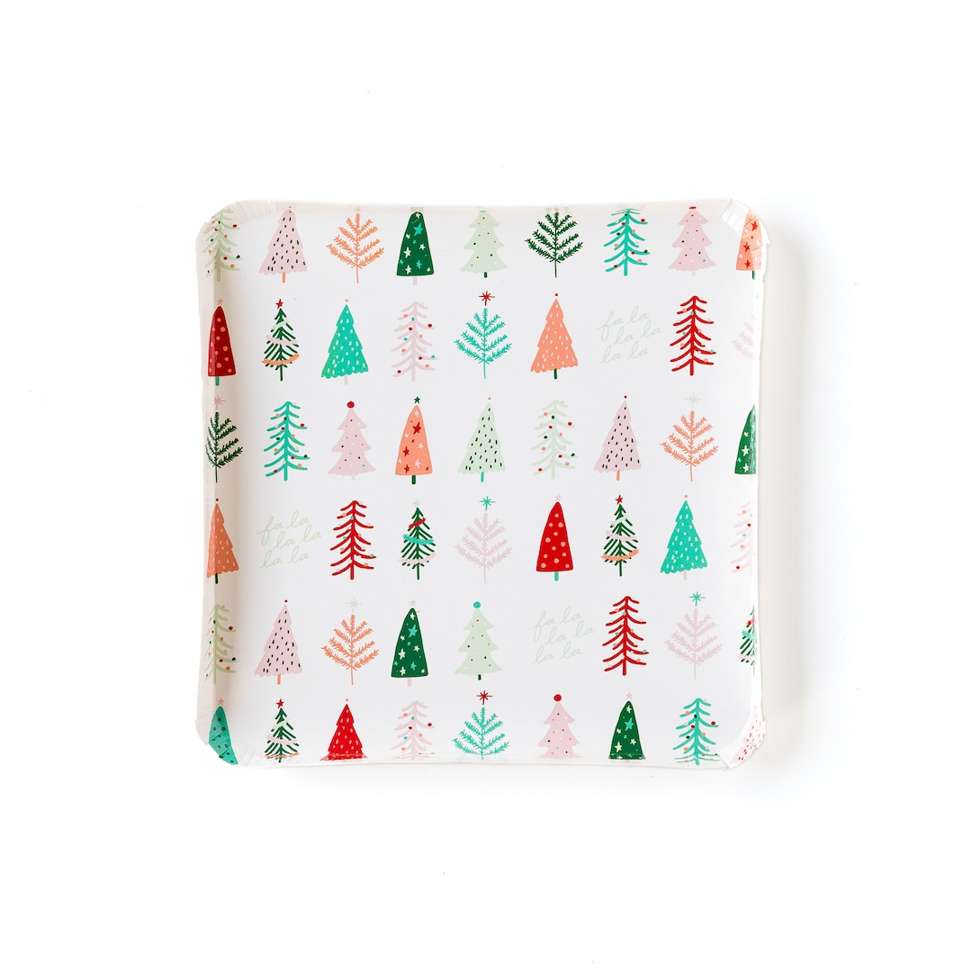 Christmas Tree Square Lunch Plates | Christmas Plates | Colorful ...