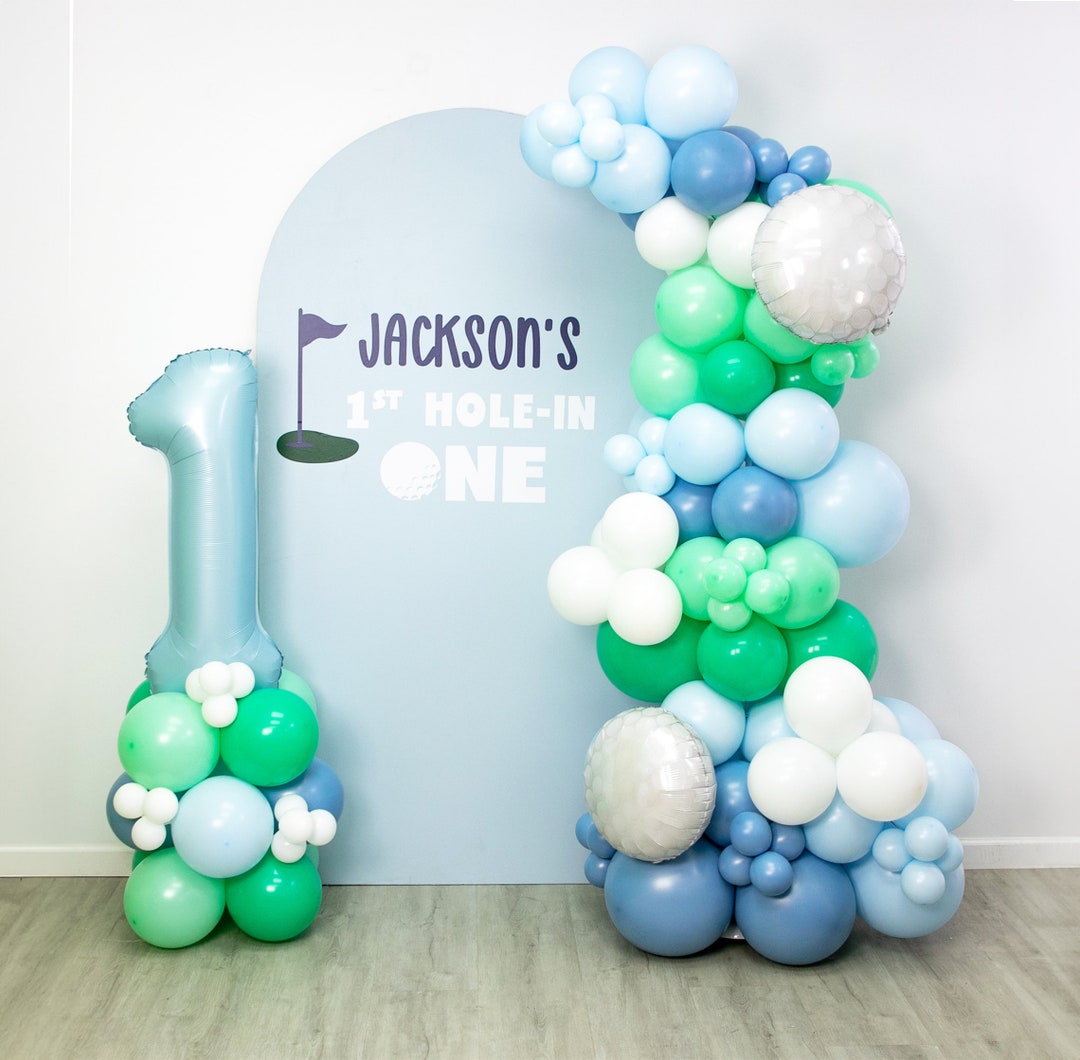 Golf Balloon Garland | Balloon Arch With Golf Ball Mylars | Hole in One ...
