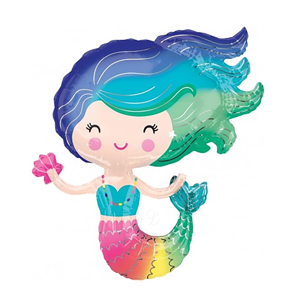 MERMAID Balloon - 30 Inch Mermaid Mylar Balloon in Rainbow Colors ...