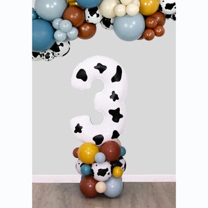 Cow Print Number Balloon Tower | Giant Number Balloon Structure ...
