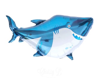 SHARK Balloon Shark Mylar Balloon Under the Sea Party | Etsy