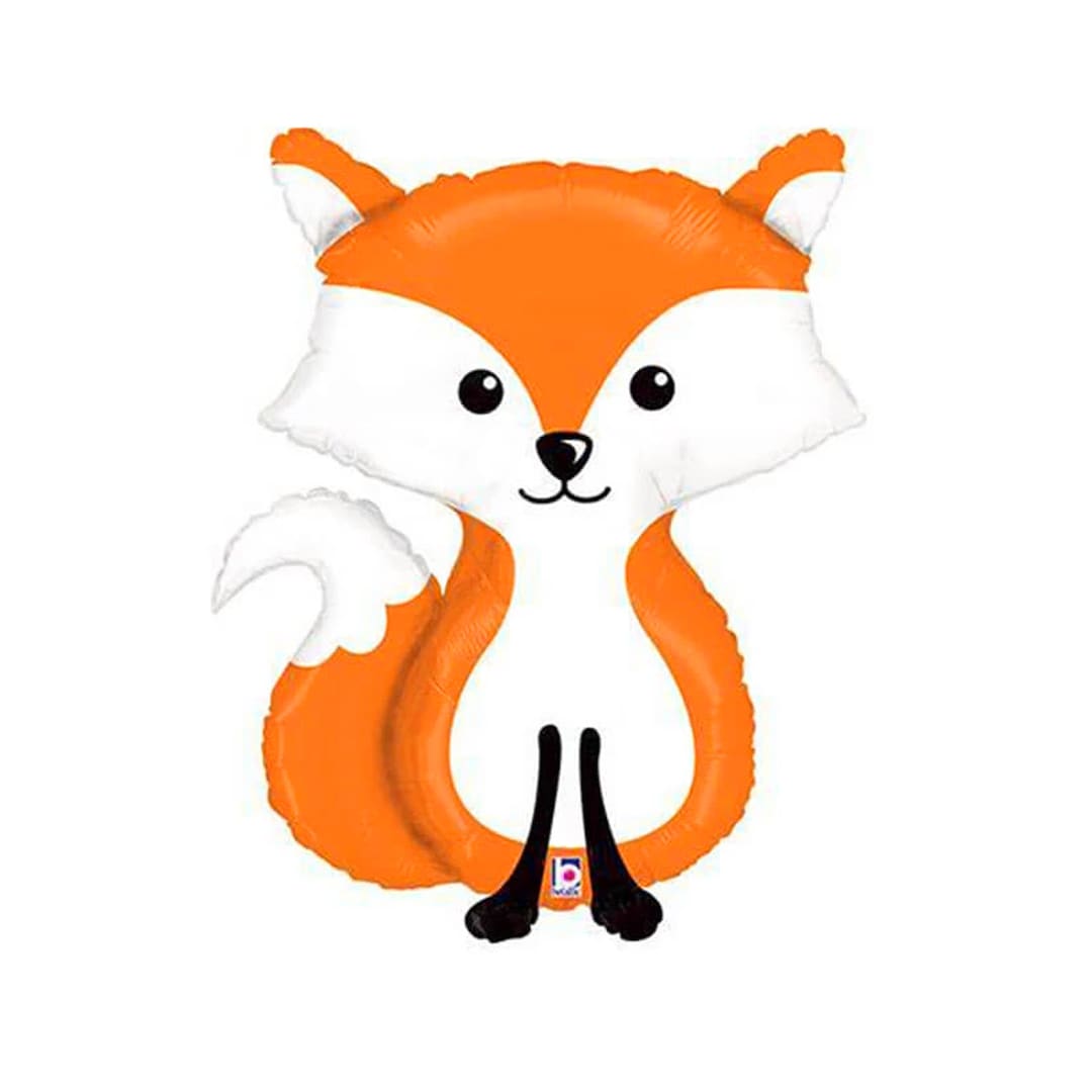 FOX Balloon, Giant Fox Mylar Balloon Woodland Animal Balloons Wild One ...