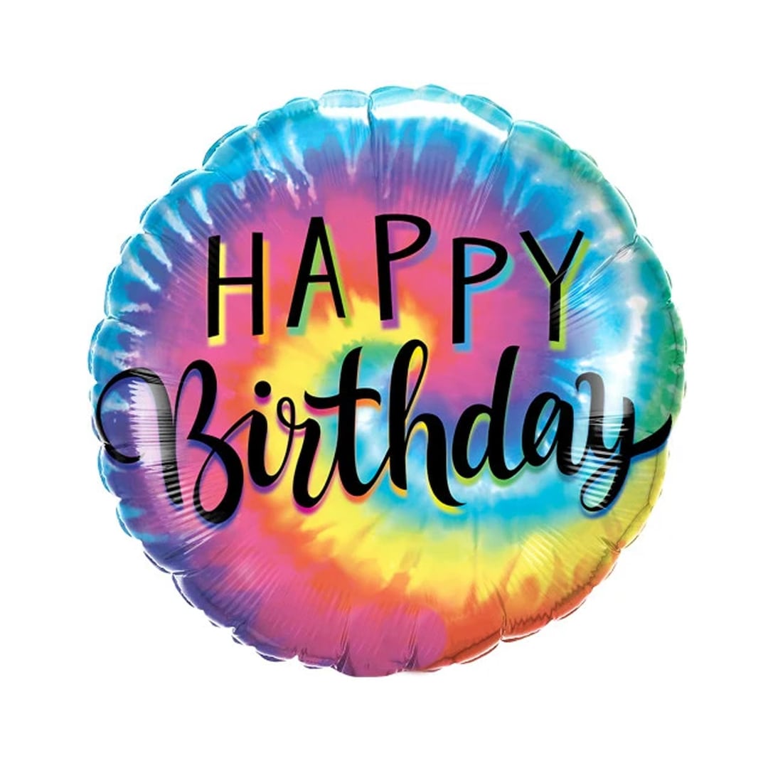 Tie Dye Happy Birthday Balloon | 17 Inch Tie-dye Mylar| 60's Themed ...