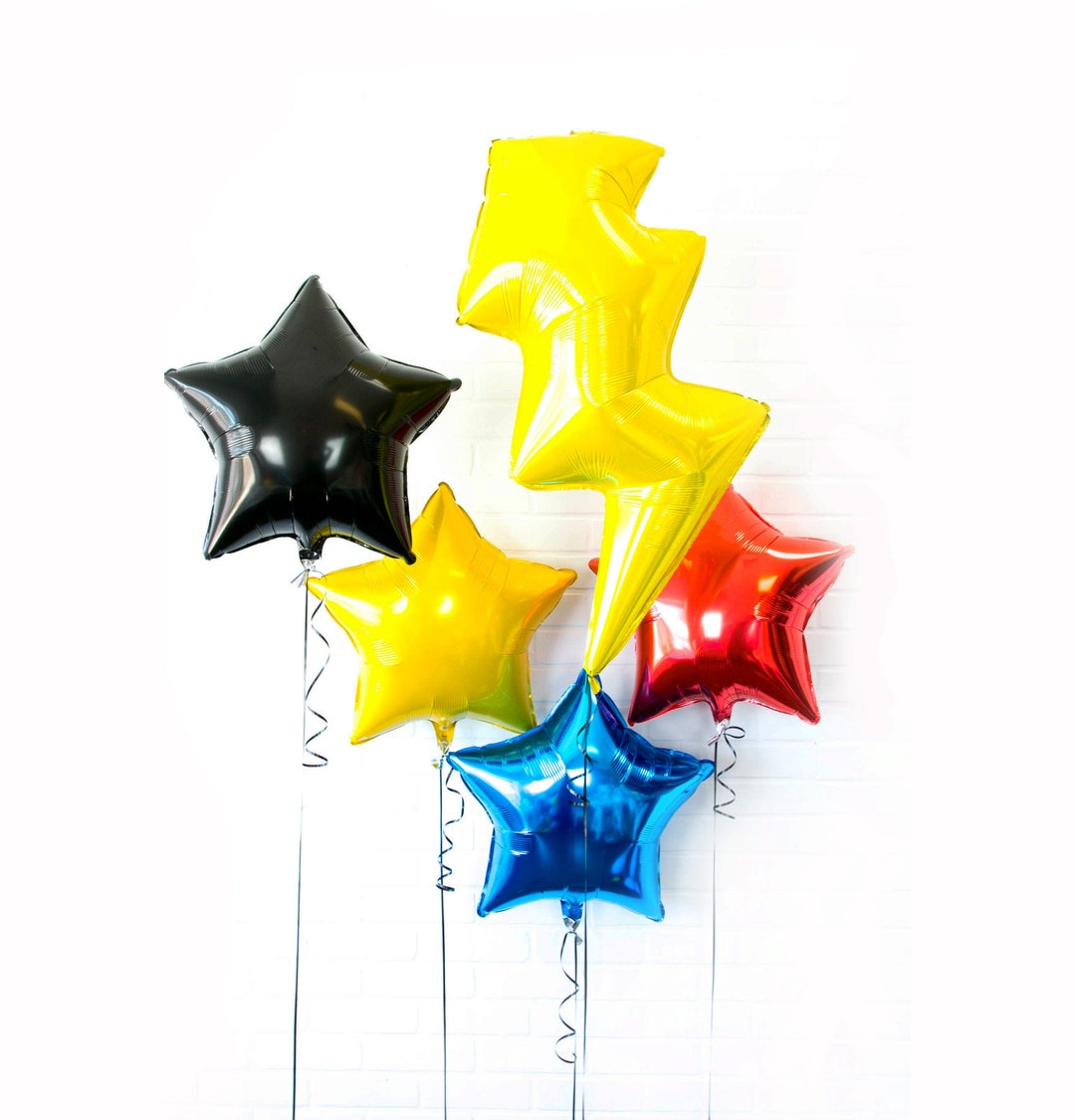 Super Hero Lightning Bolt Balloon Bouquet - Giant Lightning Mylar ...