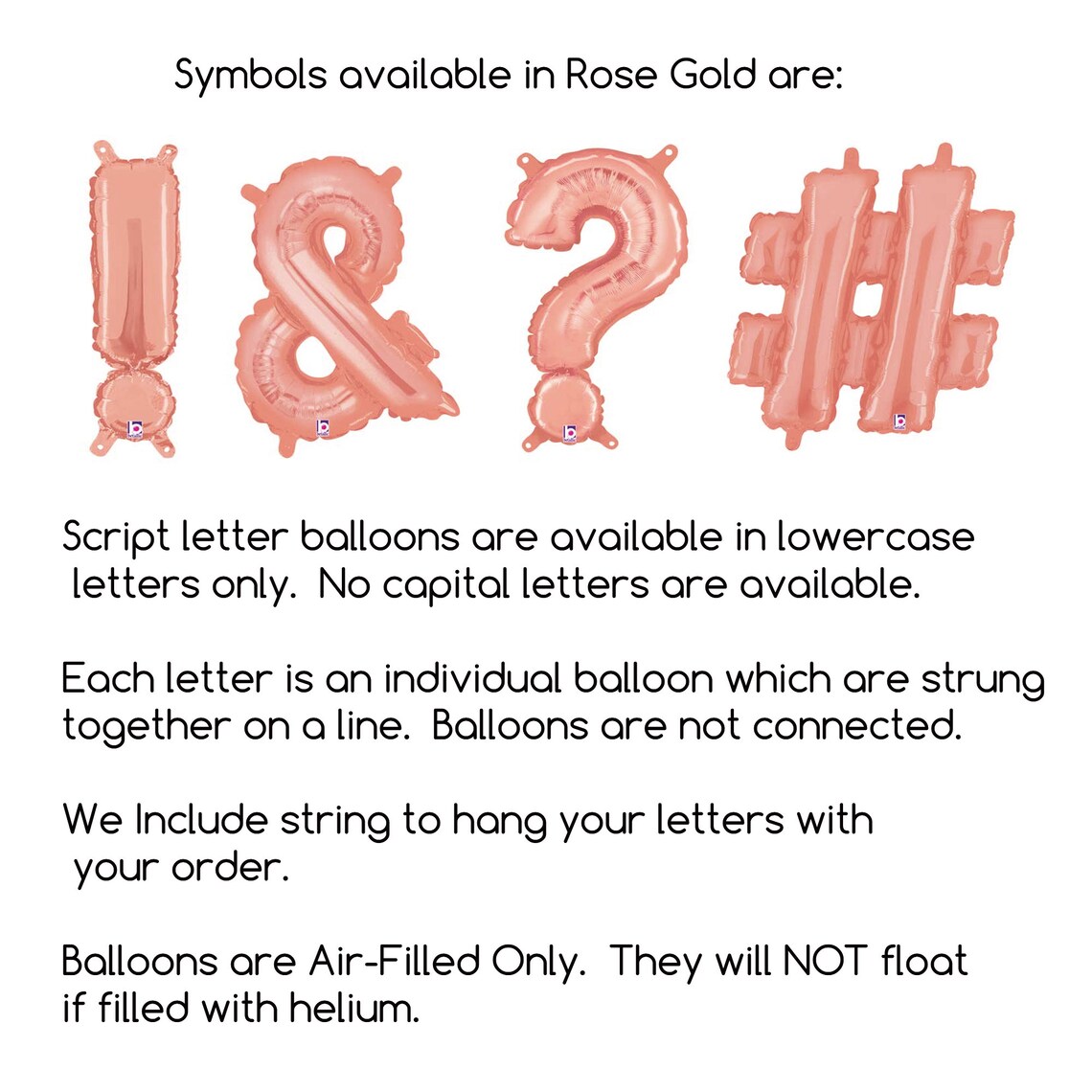 Script Letter Balloons Rose Gold Balloon Banner Letter | Etsy