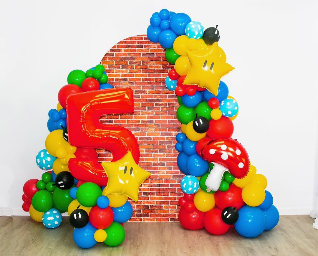 Mario Balloon Garland | Video Game Balloon Arch Birthday Party | Yellow ...