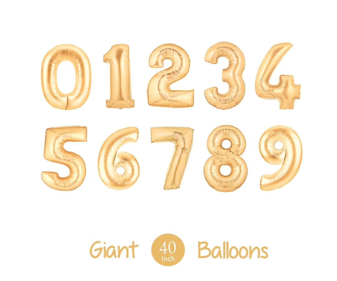 Giant 40" Inch Gold Mylar Balloons - Choose Your Number - Metallic Gold ...