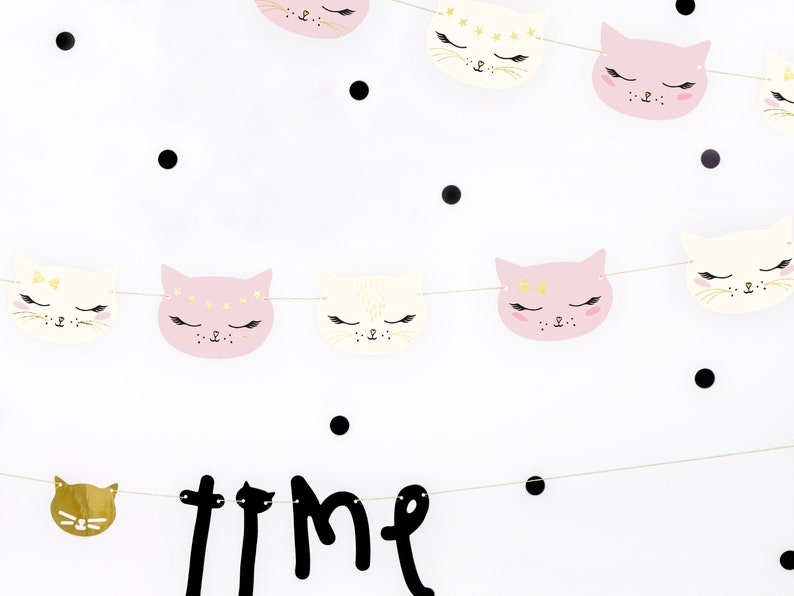 Kitty Cat Pink and White Banner | Kitty Cat Birthday Party | Pink Kitty ...