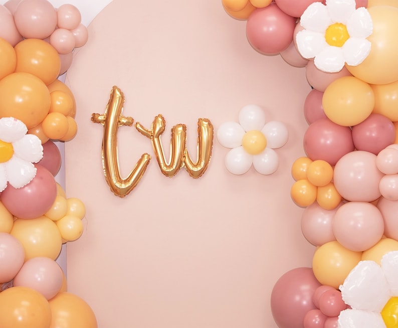 Retro Daisy Daisy TWO Banner Gold Script Letters With Daisy - Etsy