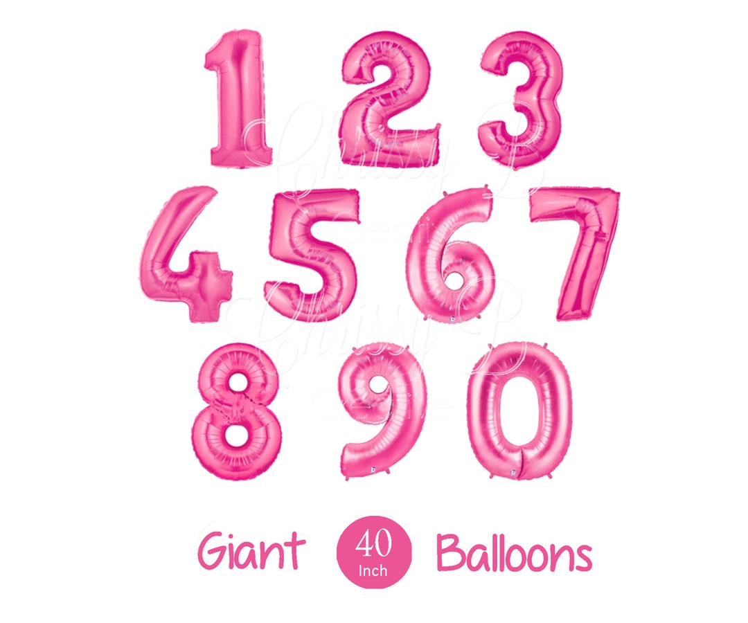 Giant 40" Inch Hot Pink Mylar Balloons - Choose Your Number - Metallic ...