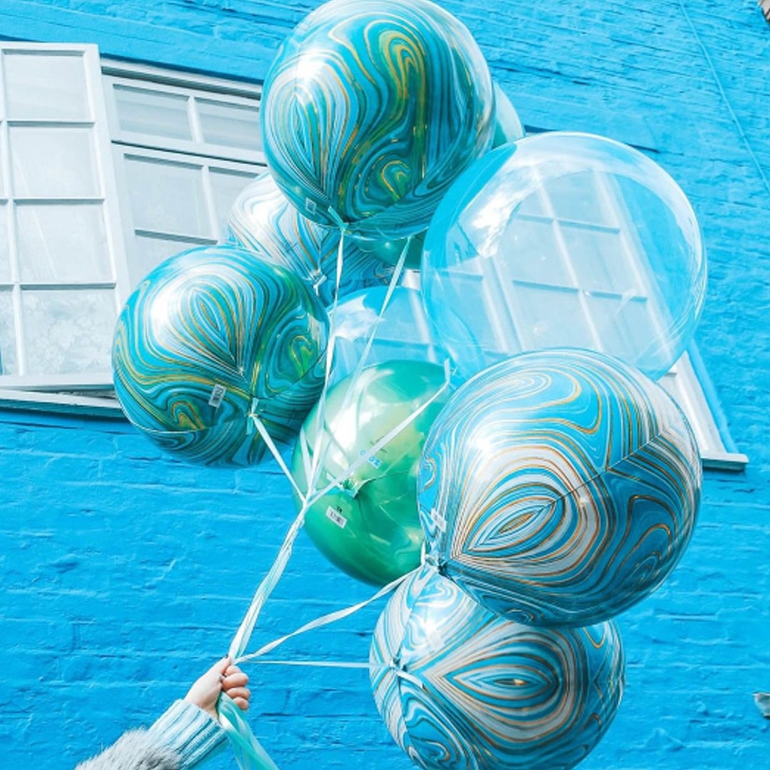 Marble Sphere Balloons - Round Marbled Sphere Balloons - 16 Inch - 6 ...