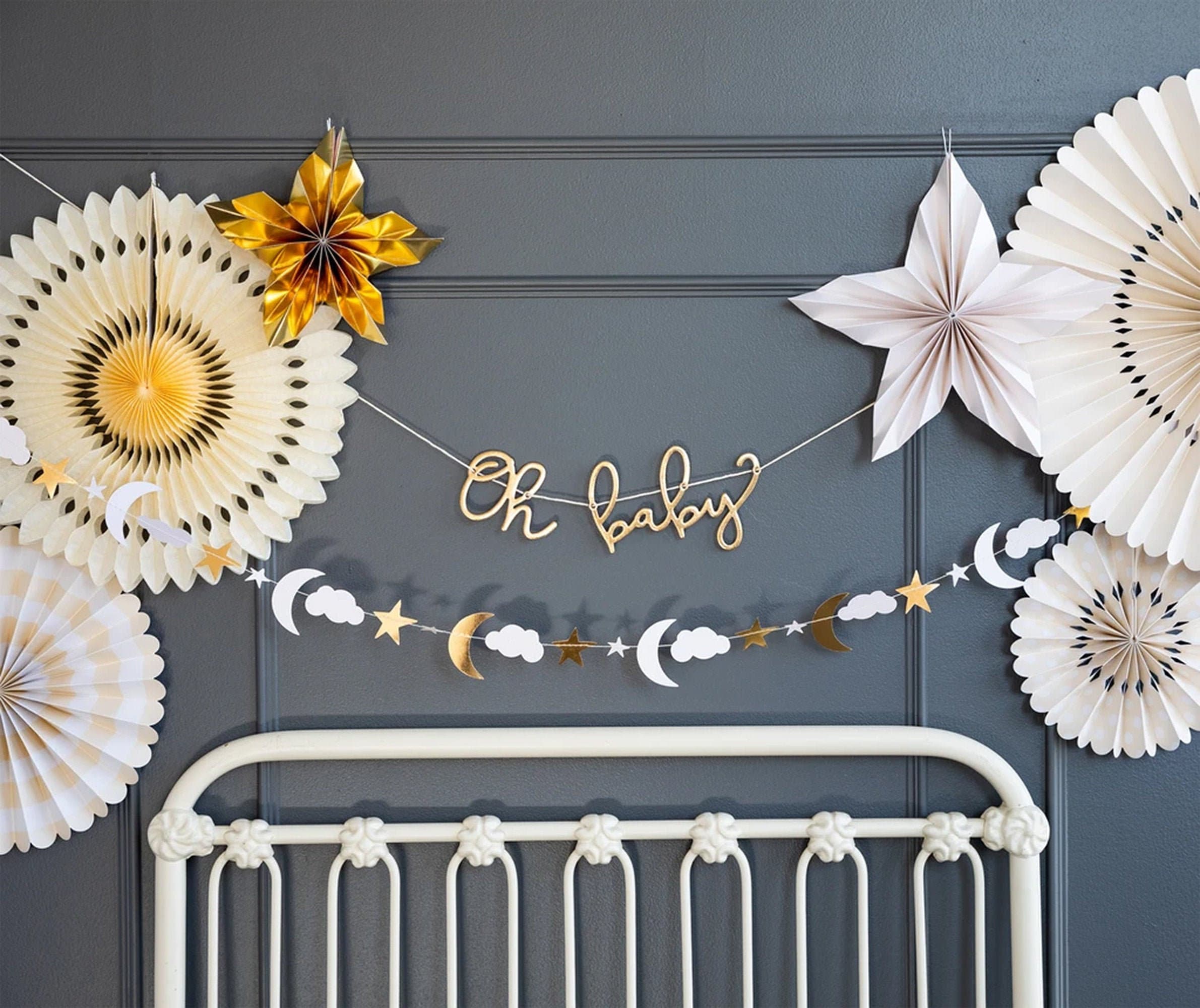 Oh Baby Moon and Star Banner | Baby Shower Banner | Photo Backdrop ...