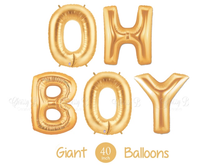 Giant OH BOY Balloons 40 Inch Gold Mylar Balloons in - Etsy