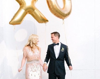 Giant XO Balloons 34 Inch Gold/silver/magenta Mylar Balloons in Letters ...