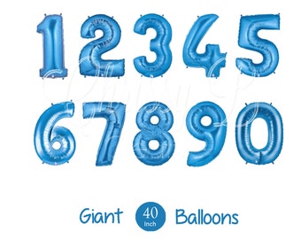 Giant 40 Inch Blue Mylar Balloons Choose Your Number | Etsy