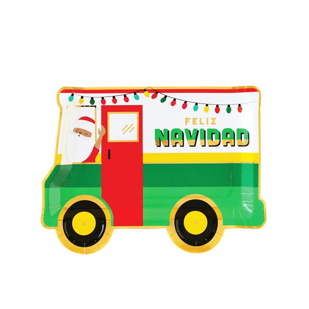 Taco Truck Christmas Plates Feliz Navidad Decor Christmas Party Fiesta ...