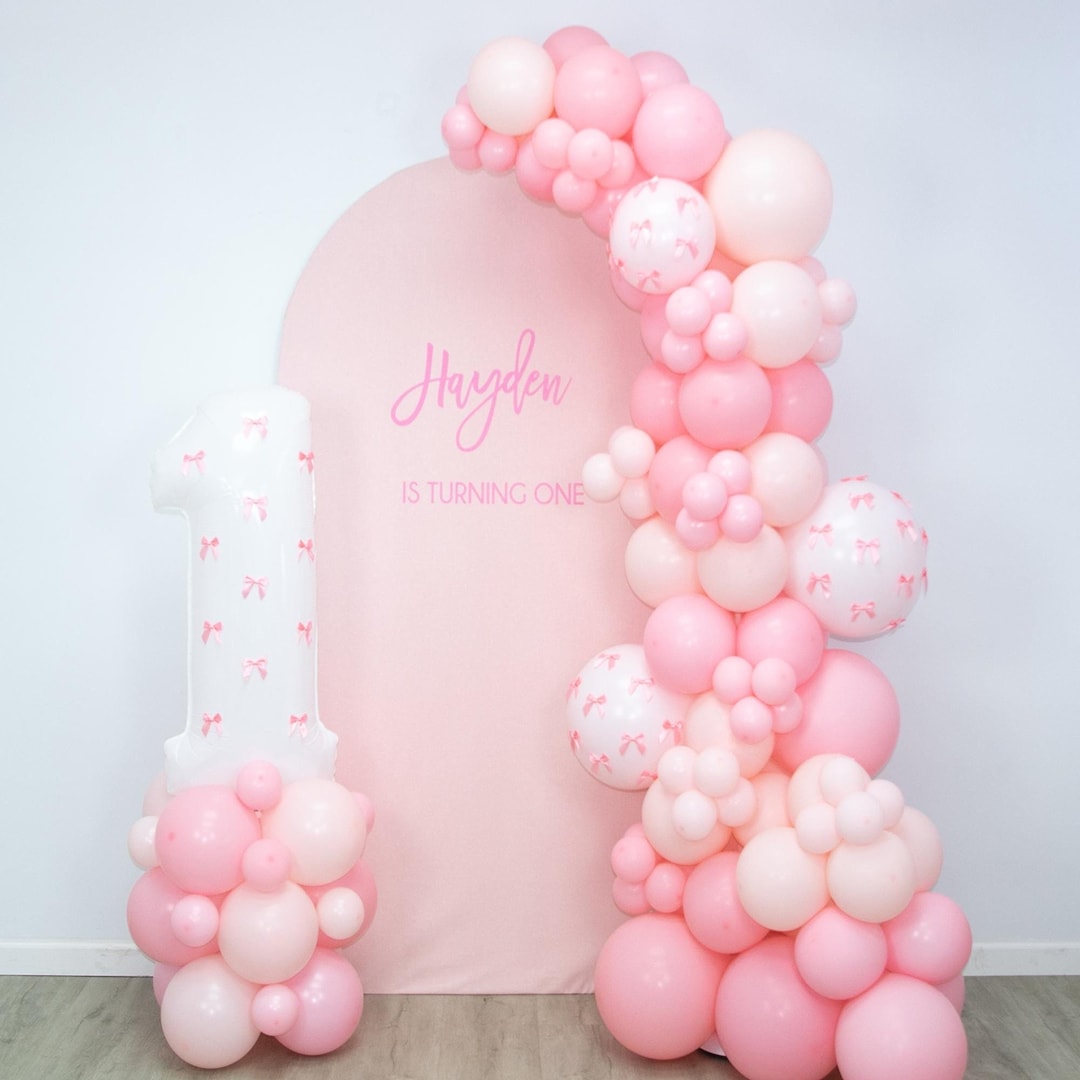Pink Bow Balloon Garland Kit | Pink Balloon Arch | Baby Shower Decor ...