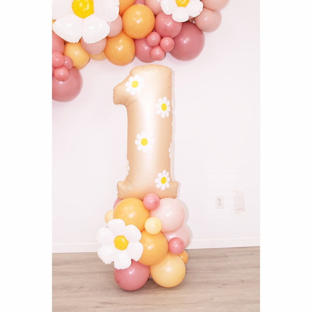 Daisy Number Balloon Tower | Giant 40" Inch Number Balloon Structure ...