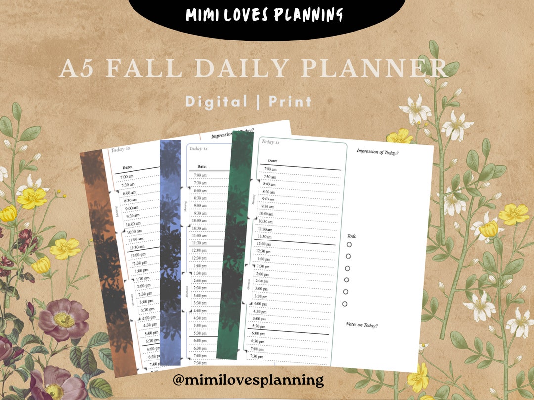 A5 Fall Daily Planner Template 3 Ring Binder Digital and Printable ...