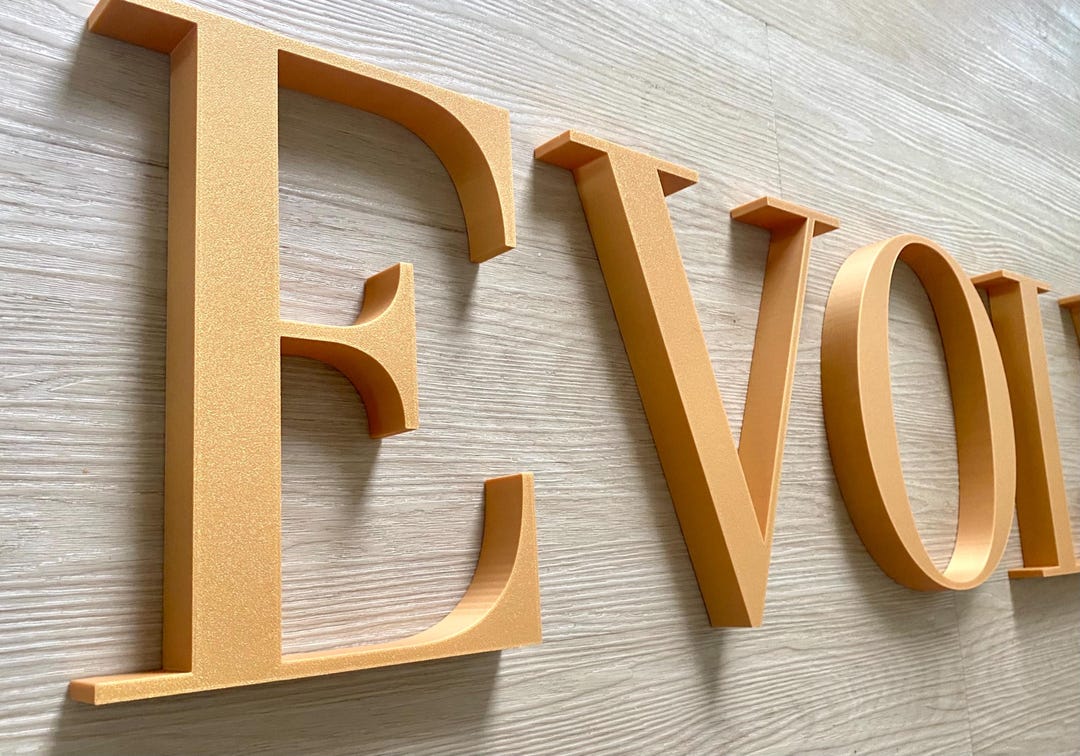 Gold 3D Letter Sign Customizable Gold 3D Letters Print Custom Font ...