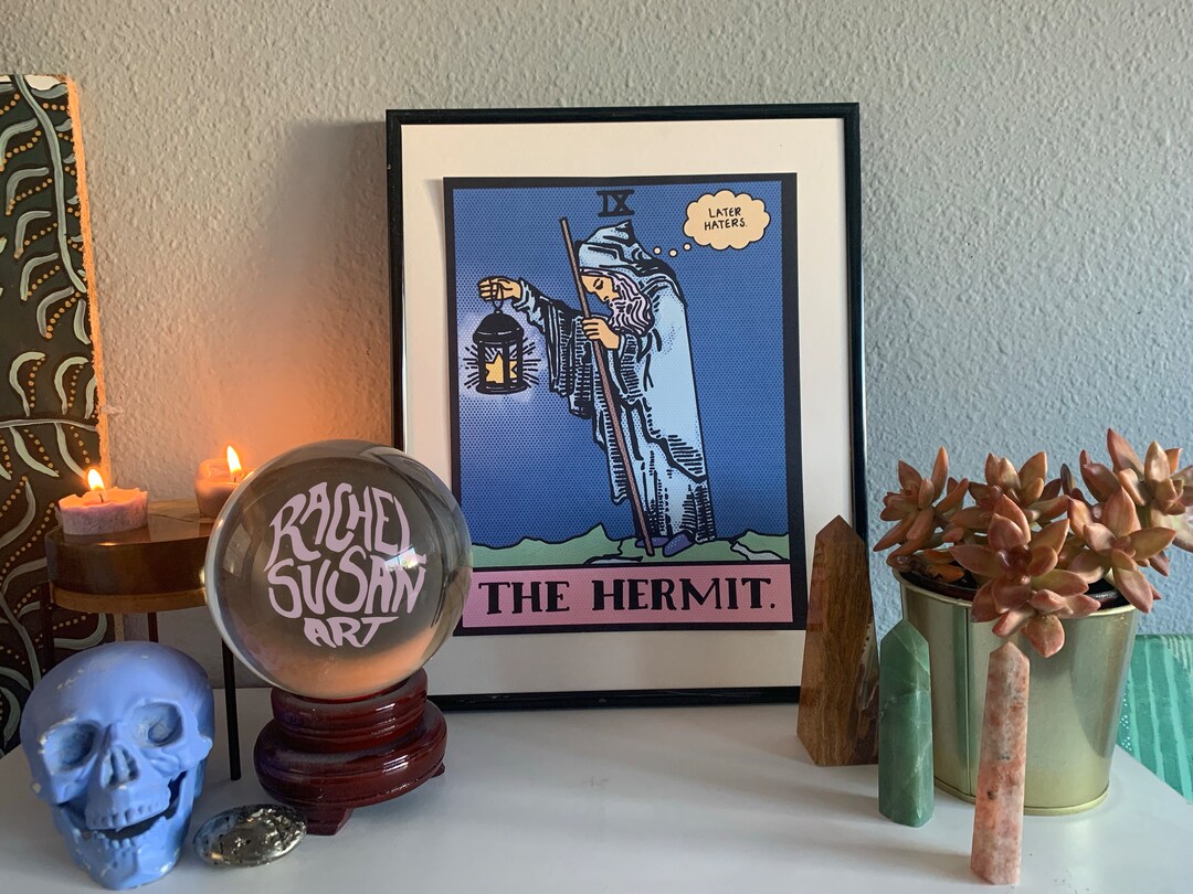 The Hermit Rider-waite Style Comic "later Haters" Print - Etsy