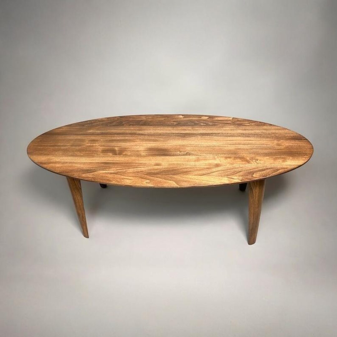 Oval Coffee Table Wooden Ellipse Coffee Table Custom Height Oval Coffee ...
