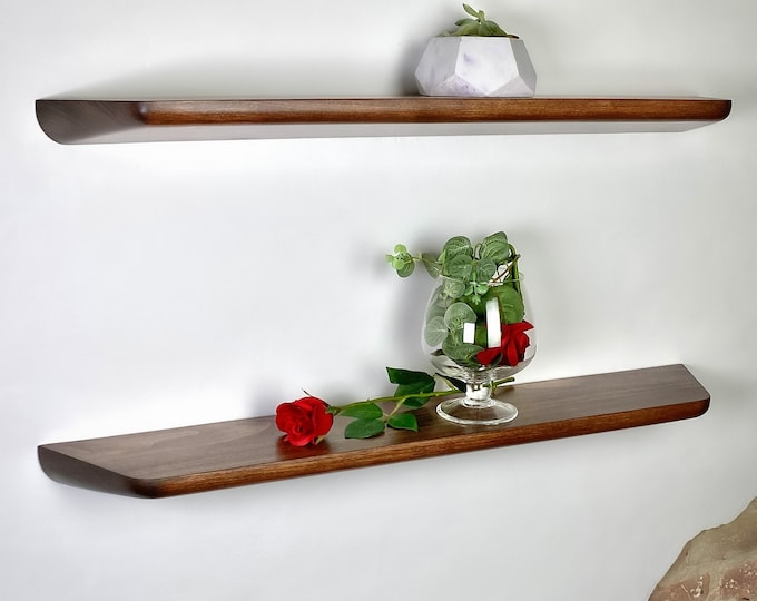 Mid-century Modern Curved Floating Shelves | Modern Floating Wall Shelf ...