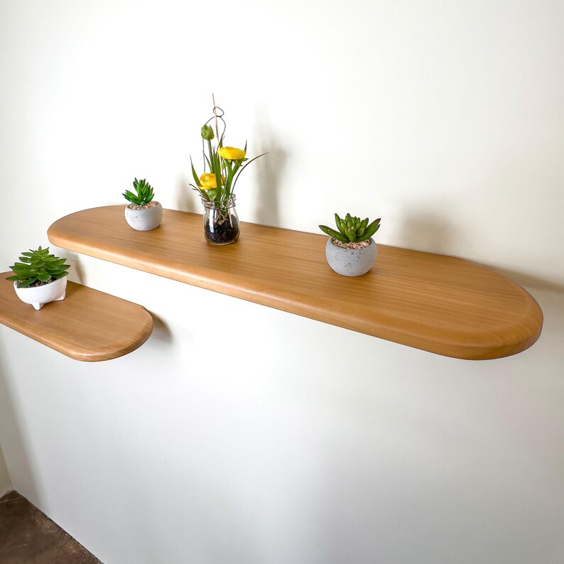 Floating Shelves Rounded Oval Floating Shelf Solid Wood Personalized ...
