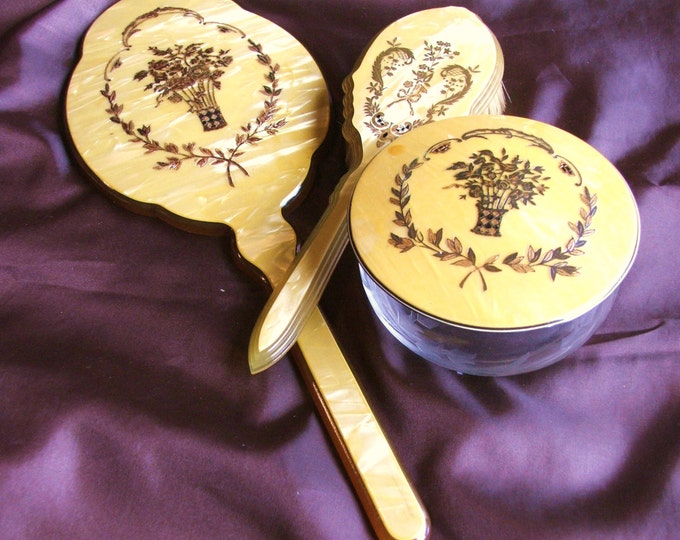 Vintage 3 Piece Bakelite/celluloid Vanity Dresser Set - Etsy