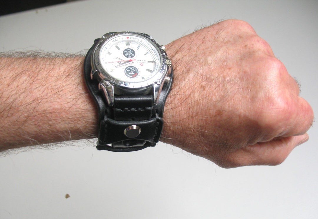 Leather Watch Cuff Strap: Brutalist Style, Vegetable Tanned Cowhide - Etsy