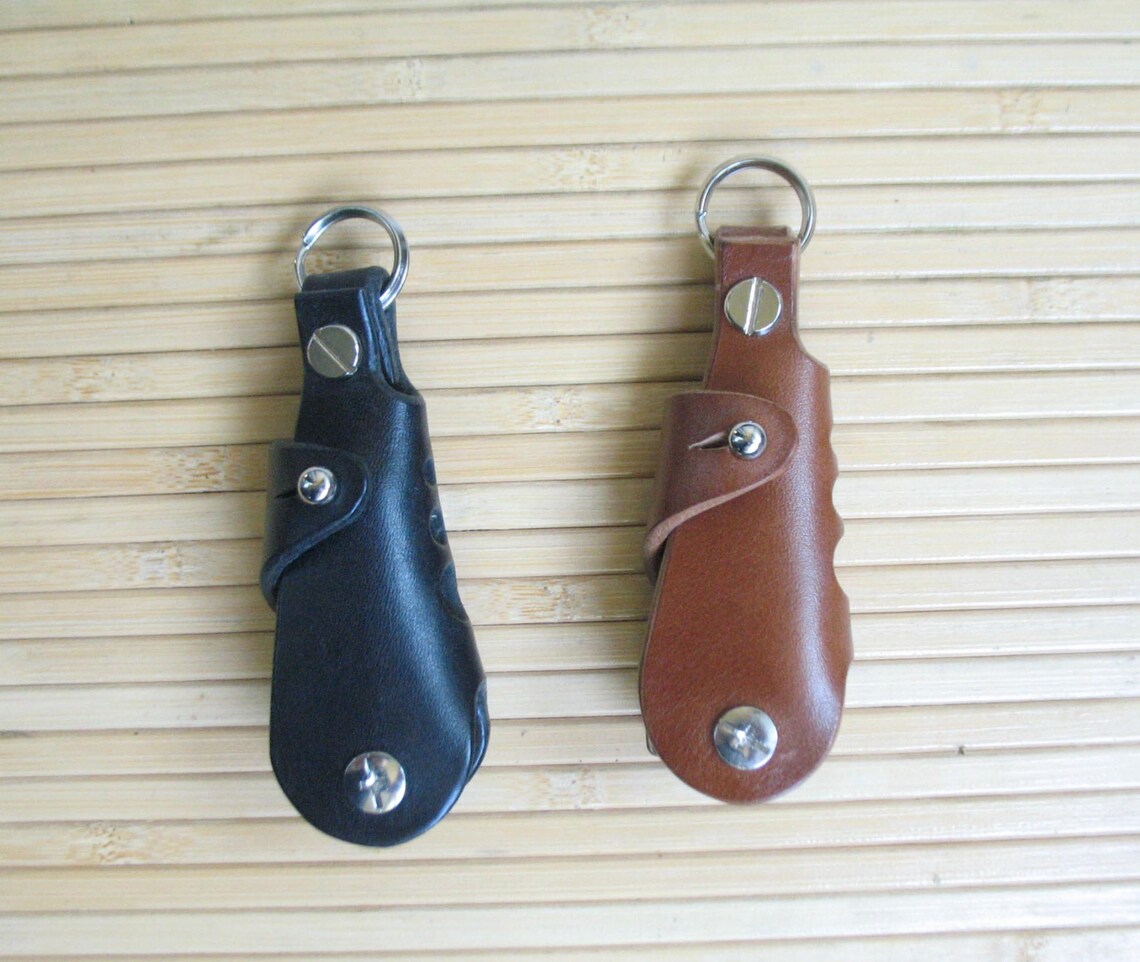 Leather key holder Leather key case Key cover Leather key | Etsy