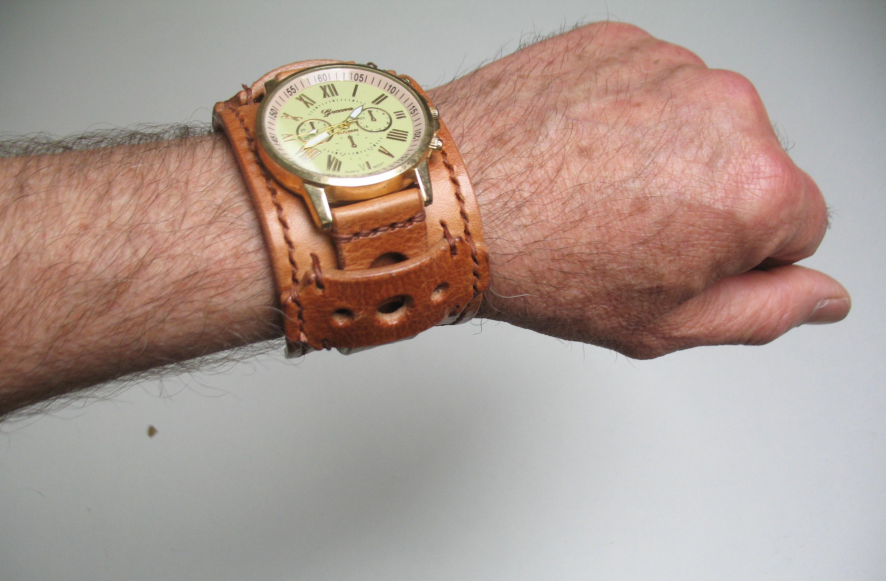 Leather Brutal Watch Strap Leather Watch Cuff Watch Bracelet - Etsy