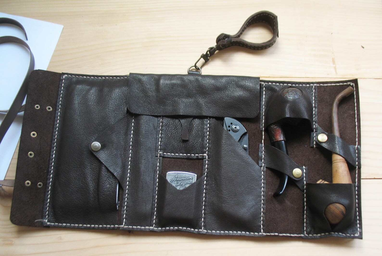 Large Leather Pipe Roll Roll for Two Smoking Pipes Travel Tobacco Case ...