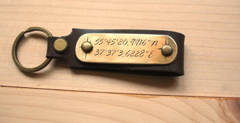 Leather Keychain Personalized Metal Tag Custom Keychain Gifts - Etsy