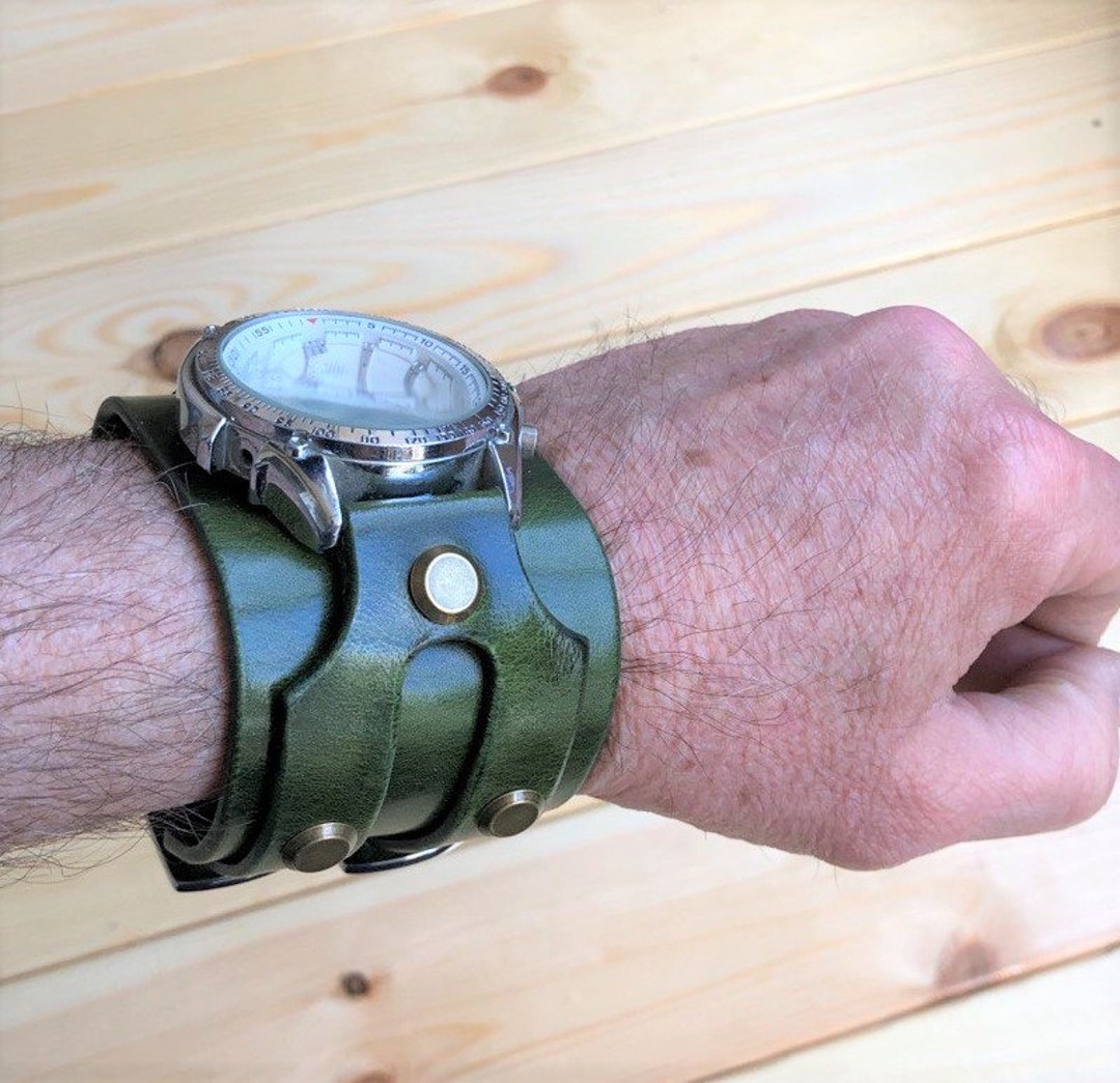 Wristband Watch Leather Simple and Brutal Watch Strap With Cuff Leather ...