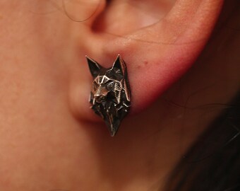 Wolf stud earrings | Etsy